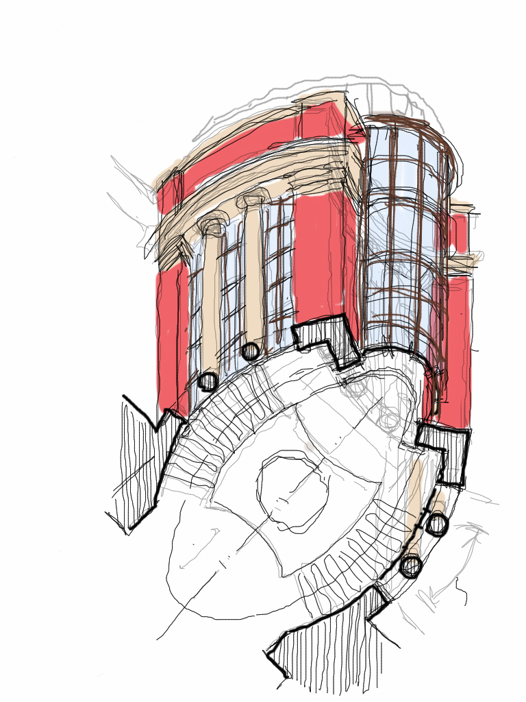 monumental stair sketch - Mackey Mitchell Architects
